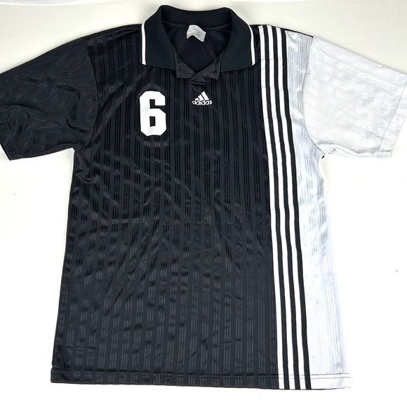 adidas | Shirts | Vintage Adidas Mens Large Black Striped Soccer Jersey ...